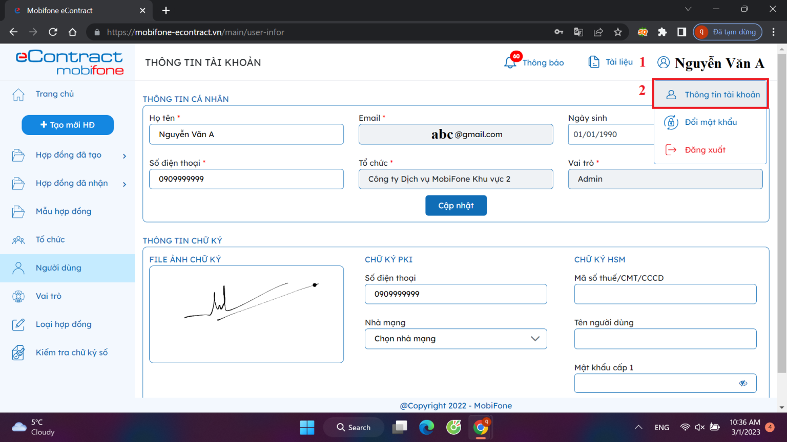 Triển khai hợp đồng điện tử MobiFone eContract 2023